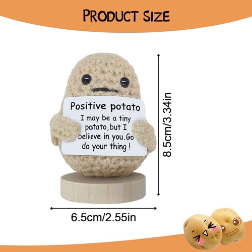Uisky AA Mini Funny Positive Energy Potato Car Accessories Dashboard Decorations,Knitted Toy with Encouragement Card Creative,Car Interior Gift for People Who Love Cute Things.