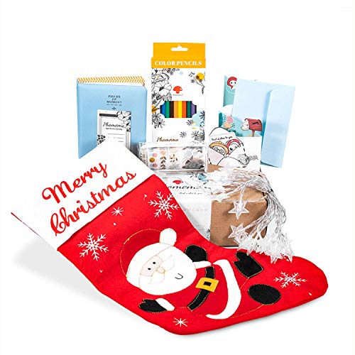 Phomemo Printer Peripheral Box, Gift Set 6 Products in Giftable Box-String Lights, Photo Albums, Stickers, Christmas Stockings, Greeting Cards, Color Pencils,Suitable for Diary, Travel, Family