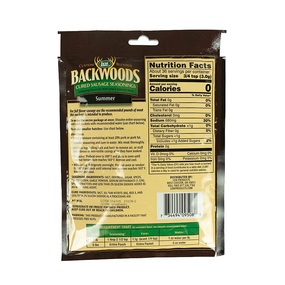 LEM Backwoods Summer Sausage Cured Sausage Seasoning, 5 Lbs.