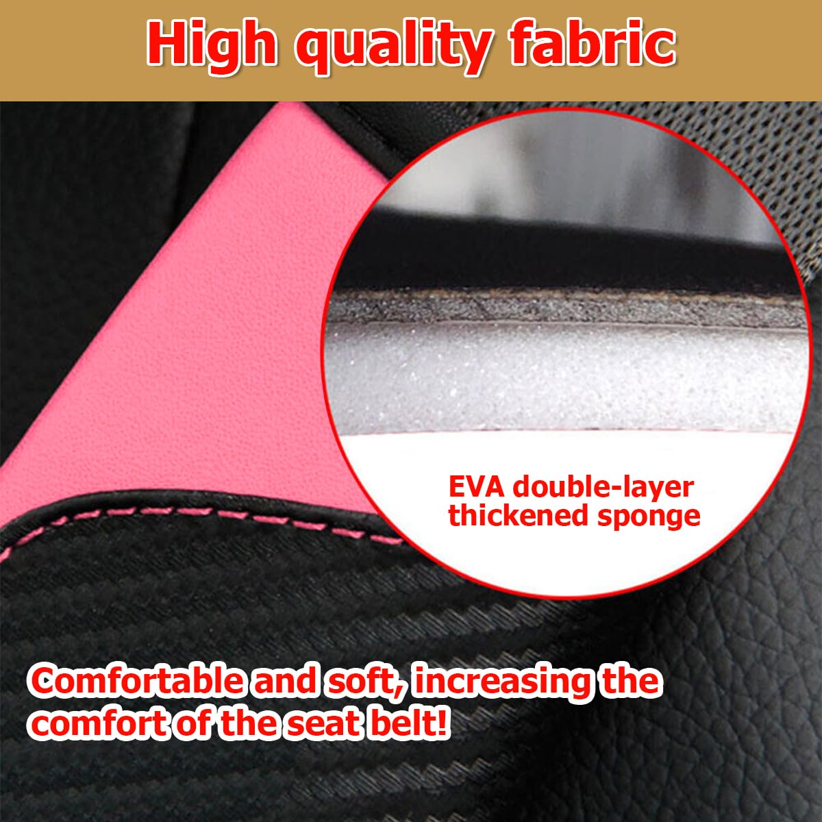 AUCELI 2PCS Car Seat Belt Cover, Carbon Fiber Safety Seatbelt Shoulder Strap Covers, Breathable Leather Soft Harness Pad Protect Your Neck and Shoulder Compatible with Cars