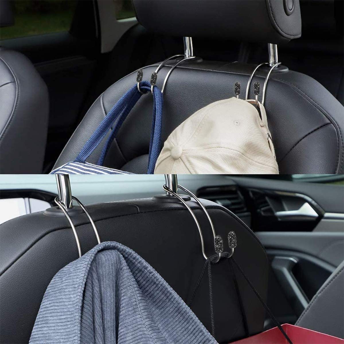 Bling Car Seat Hooks, Rhinestone Universal Organizer Hooks Car Headrest Hangers Hooks, Bag Organizers Rack and Hanger, Strong and Durable Auto Backseat Storage Hooks (B-Red)