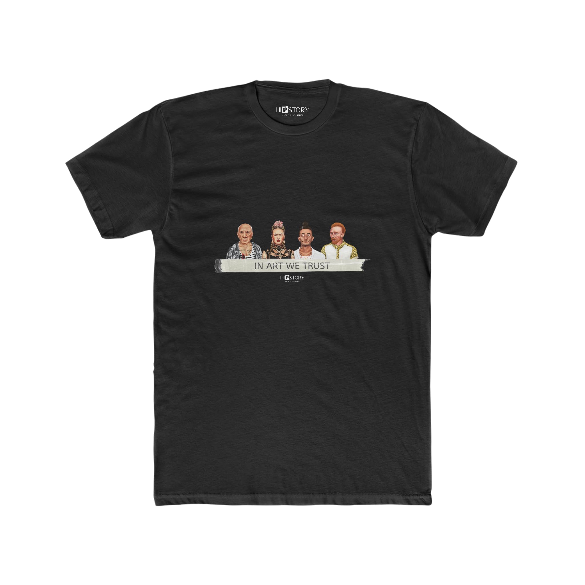 Hipstory Pablo Picasso, Frida Kahlo, Salvador Dalí, Vincent Van Gogh T-Shirt for Men and Women | Novelty Gift | Unisex Short Sleeve T-Shirt - Black, 2XL | Artist Collection Art