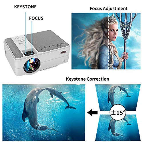 WIKISH Mini Portable Wireless Wifi Projector Bluetooth Led Outdoor Movie Hd Home Theater Video Mirror Projector for iPhone Android Gaming Ps4 Hdmi Usb