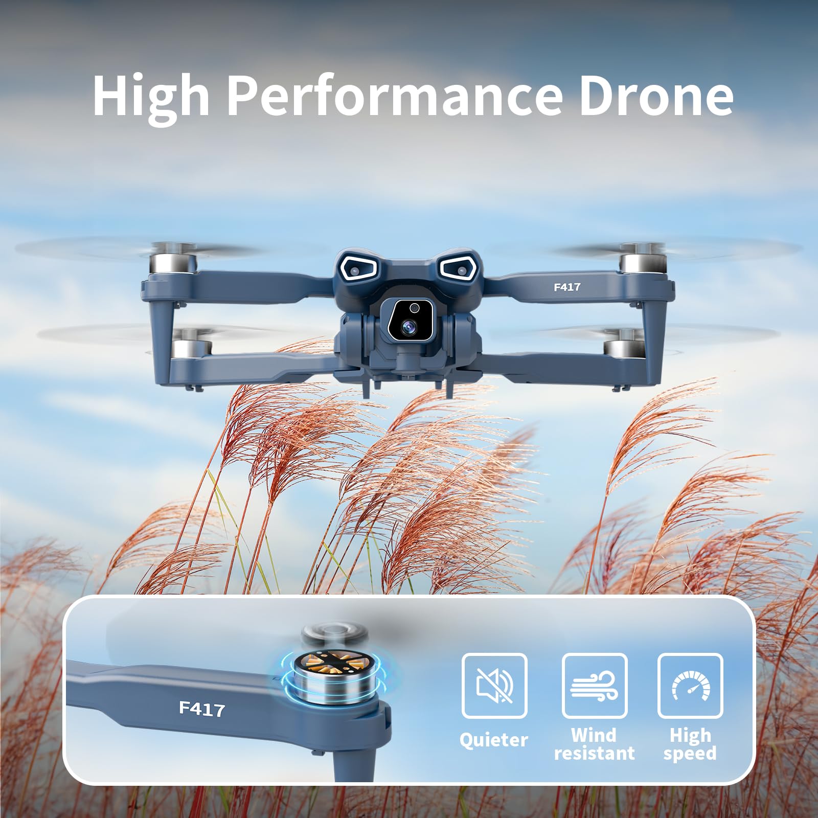 Brushless Motor Drone with Dual Camera for Adults, 1080P Adjustable Camera Drones, 5GHz WiFi FPV RC Quadcopter with Optical Flow Positioning for Beginners, 3D Flips, 2 Batteries