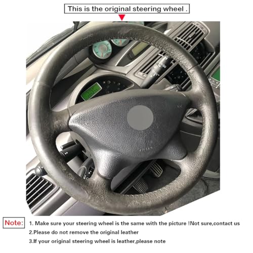 Fit for Citroen Picasso 2001-2008,Stitch Steering Wheel Cover,Leather Steering Wheel Cover Lace Up,Non-Slip Steering Wheel Cover