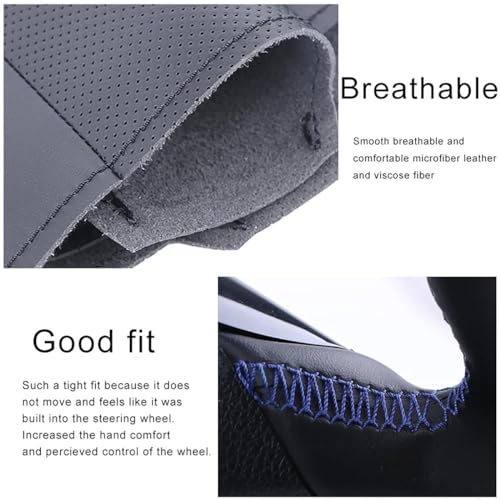 Fit for Citroen Picasso 2001-2008,Stitch Steering Wheel Cover,Leather Steering Wheel Cover Lace Up,Non-Slip Steering Wheel Cover