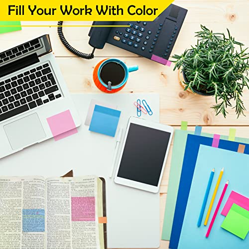 800 Sheets Transparent Sticky Notes, 3x3 Inch 14 Pads Self-Adhesive Translucent Clear See Through Sticky Post Note Bible Bookmark for Office School College Students Supplies Tabs 6 Color