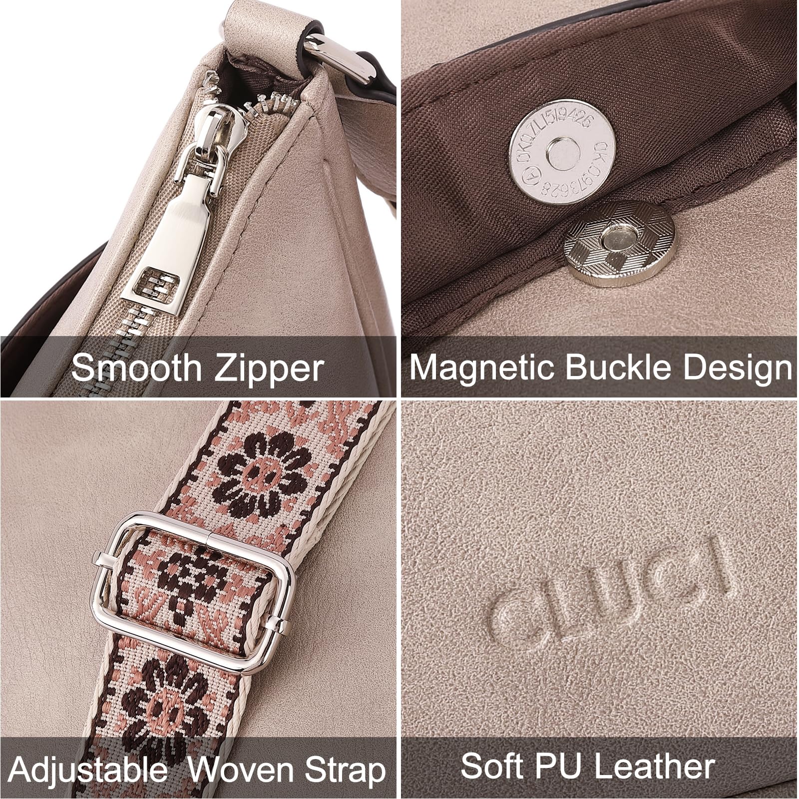 CLUCI Crossbody Purses for Women, Leather Crescent Bags Crossbody with Adjustable Strap, Women's Shoulder Handbags