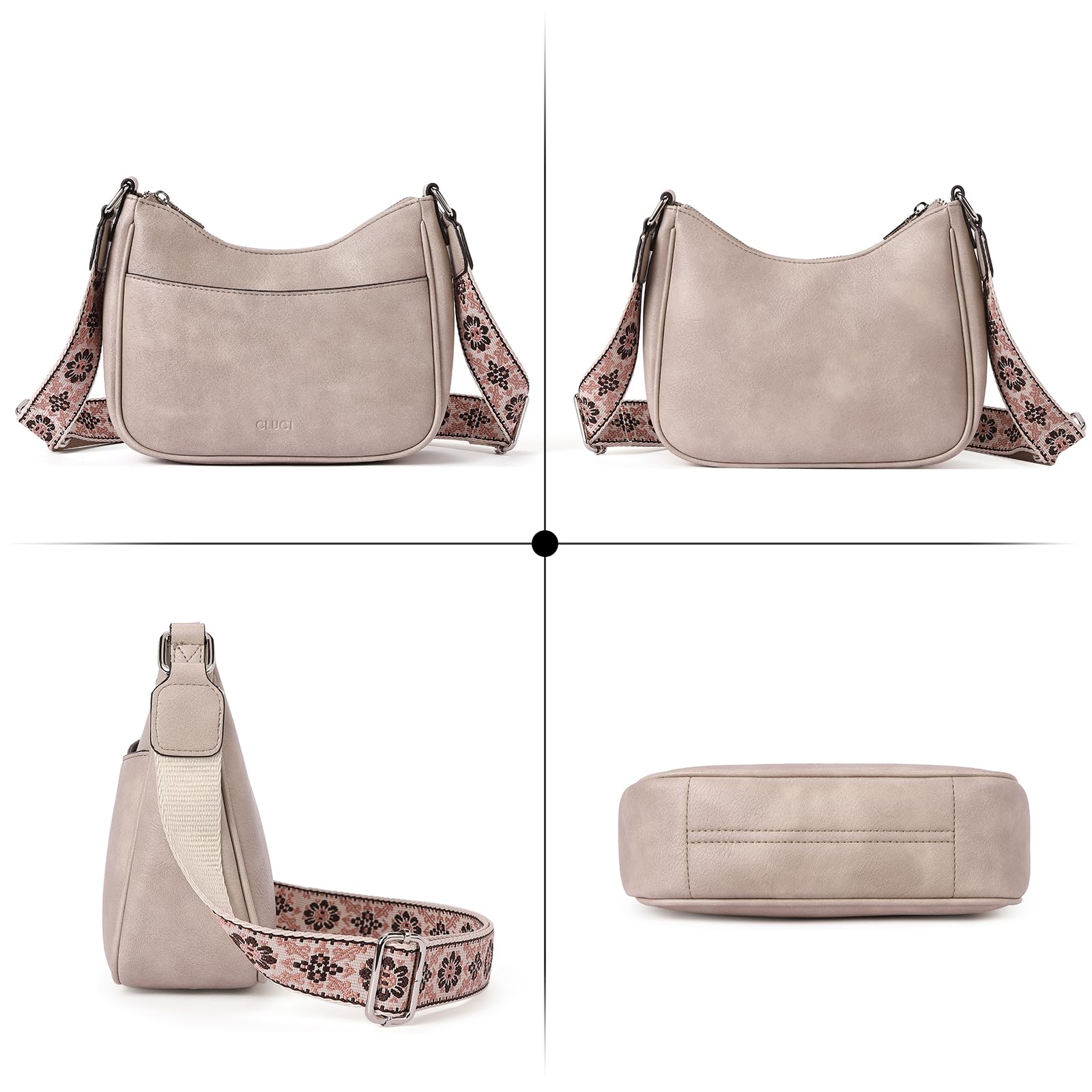CLUCI Crossbody Purses for Women, Leather Crescent Bags Crossbody with Adjustable Strap, Women's Shoulder Handbags