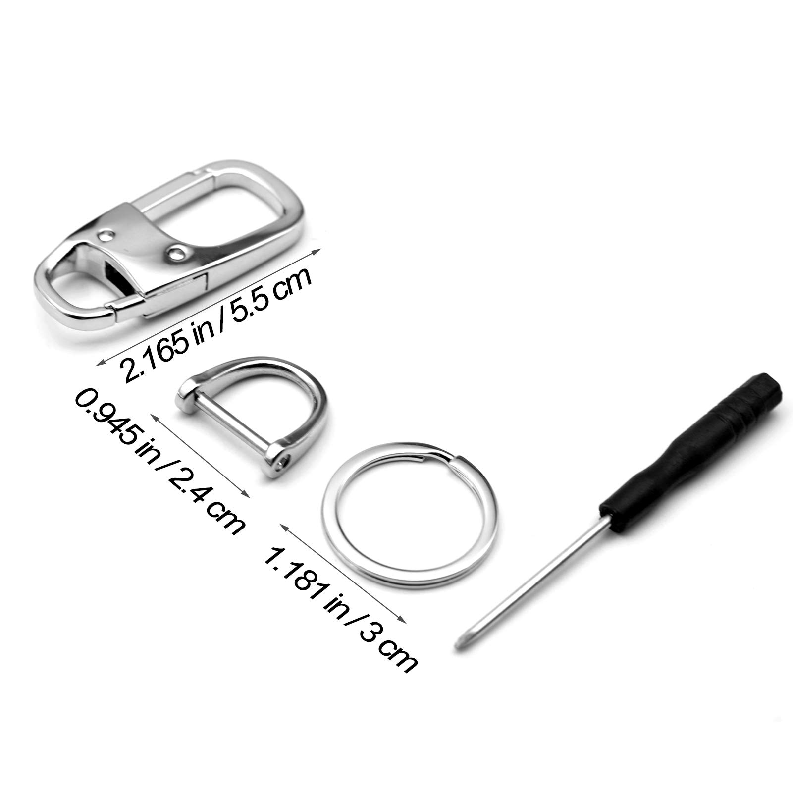 MECHCOS Metal Keychain Car Fob Key Chain Holder Clip with Detachable Valet Key Ring & Anti-Lost D-Ring for Men and Women