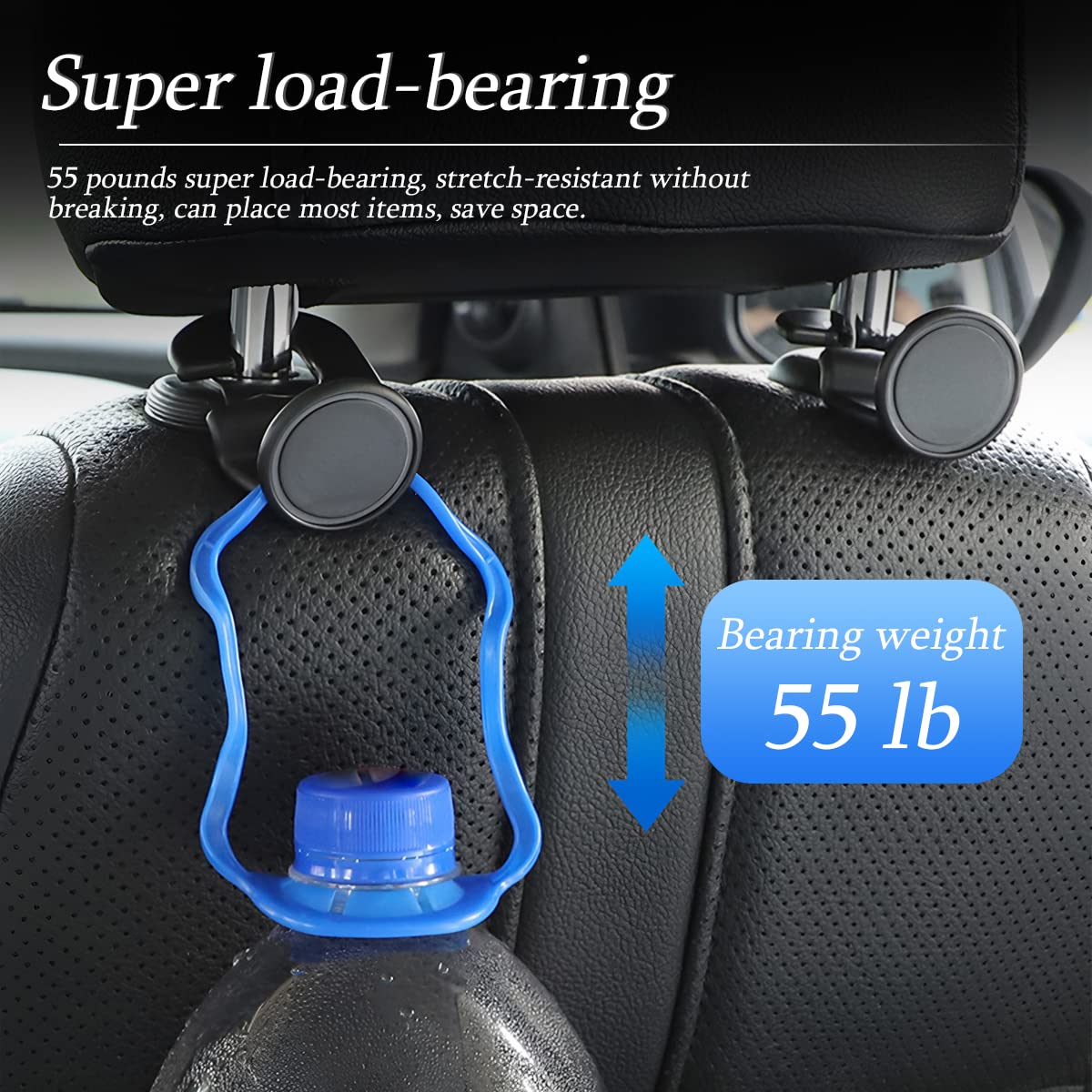 AUCELI Car Seat Back Hook, 4 Pack Hidden Hooks for Auto Headrest, Multi-Functional Backseat Storage Organizer, Strong Front and Rear Seat Hanger, Universal Vehicle Accessories for Purse Coat