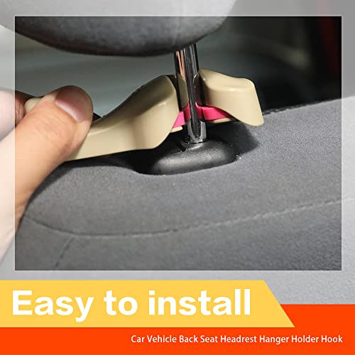 VARGTR 2 Pack Car Vehicle Back Seat Headrest Hanger Holder Hook,New Styles Car Hooks,Universal Purse Holder Car Seat Back Storage Organizer Hanger Hook,car headrest Hook (Beige)