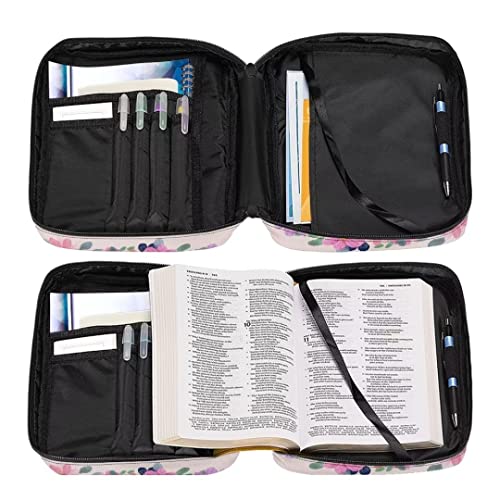 Drydeepin Happy Easter Day Cute Rabbit Bunny Print Bible Gift Bible Covers for Kids Lightweight Bible Carrying Case with Zipper Bible Bag and Totes Bible Study Supplies