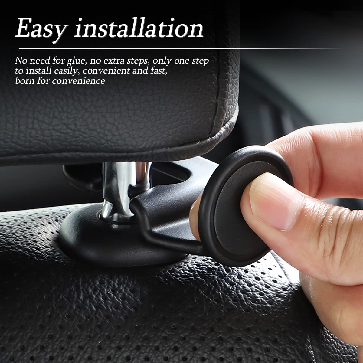AUCELI Car Seat Back Hook, 4 Pack Hidden Hooks for Auto Headrest, Multi-Functional Backseat Storage Organizer, Strong Front and Rear Seat Hanger, Universal Vehicle Accessories for Purse Coat
