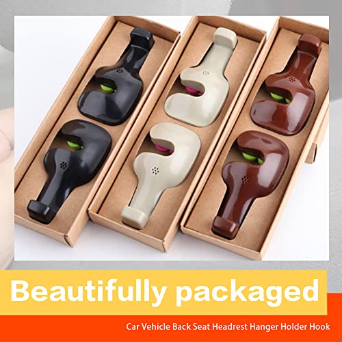 VARGTR 2 Pack Car Vehicle Back Seat Headrest Hanger Holder Hook,New Styles Car Hooks,Universal Purse Holder Car Seat Back Storage Organizer Hanger Hook,car headrest Hook (Beige)