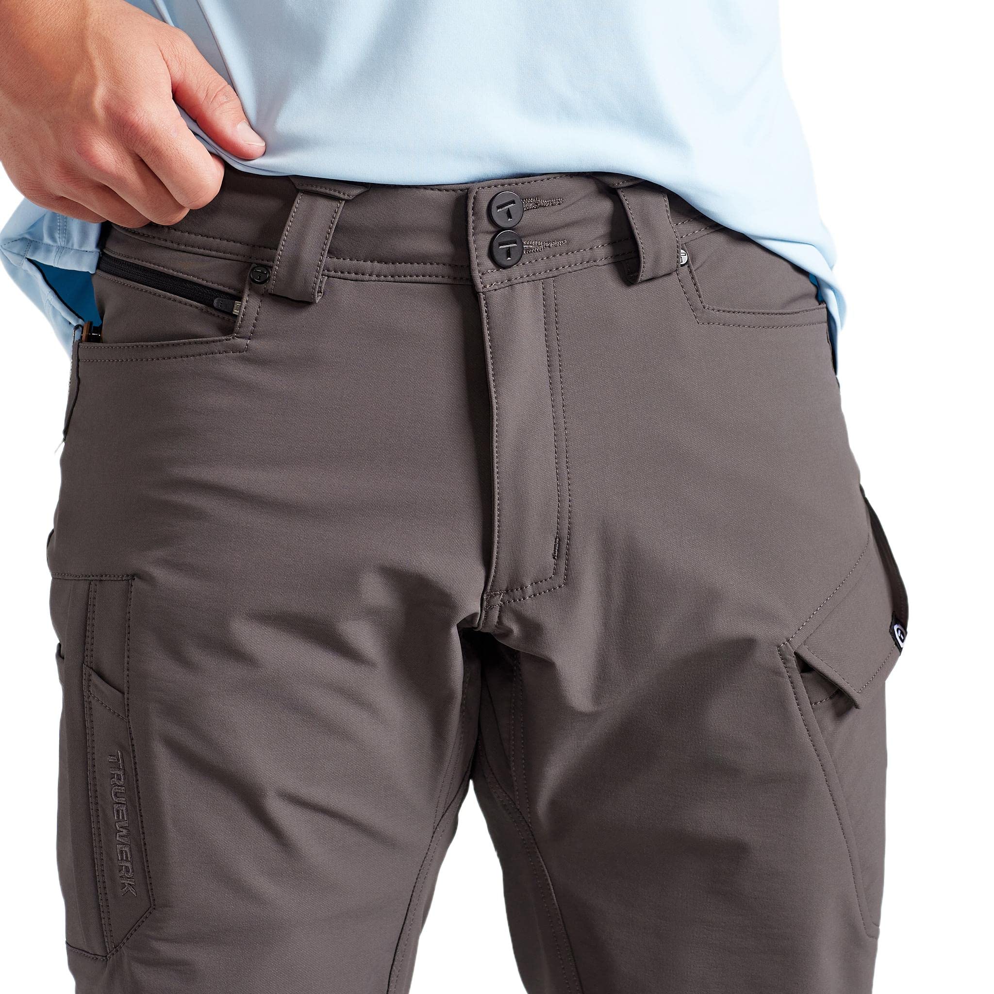TRUEWERK Men's Work Pants - T2 WerkPant Technical Workwear, 42W X 34L Deep Grey