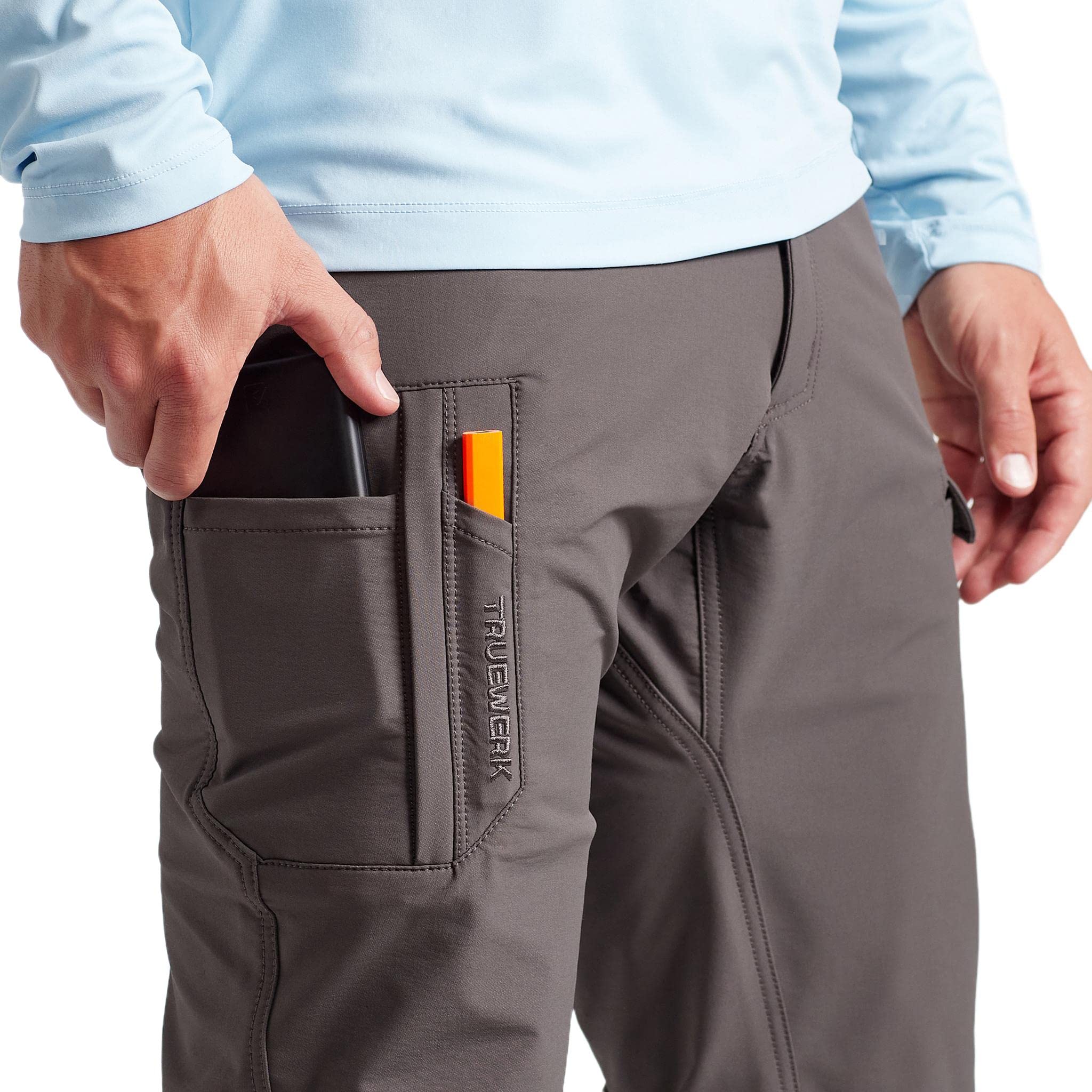 TRUEWERK Men's Work Pants - T2 WerkPant Technical Workwear, 42W X 34L Deep Grey