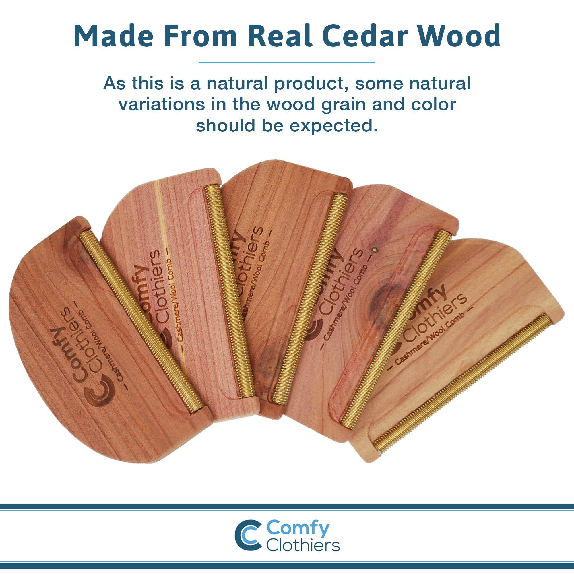 Comfy Clothiers Cedar Wood Sweater Pilling Remover - Multi-Fabric Cashmere Comb - De-Pilling and Lint Removal for Cashmere, Wool, and Other Fabrics - Restore Fine Garments, Sweaters, and Coats