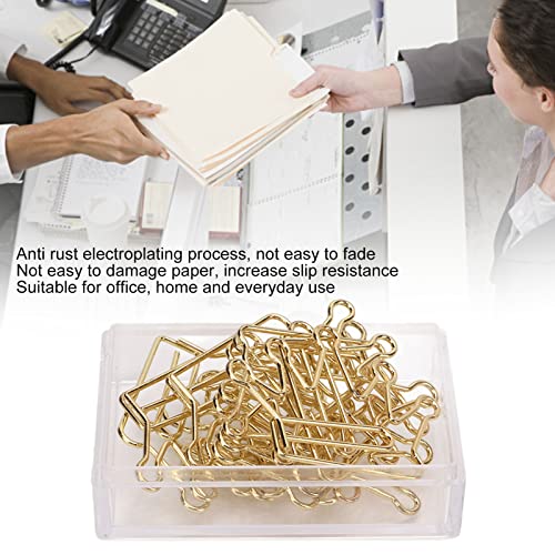 100Pcs Cute Paper Clips Bookmark Marking Document Organizing Clip Electroplating Process Gold Paper Clips for Home(Crown Modeling)
