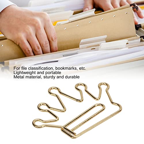100Pcs Cute Paper Clips Bookmark Marking Document Organizing Clip Electroplating Process Gold Paper Clips for Home(Crown Modeling)