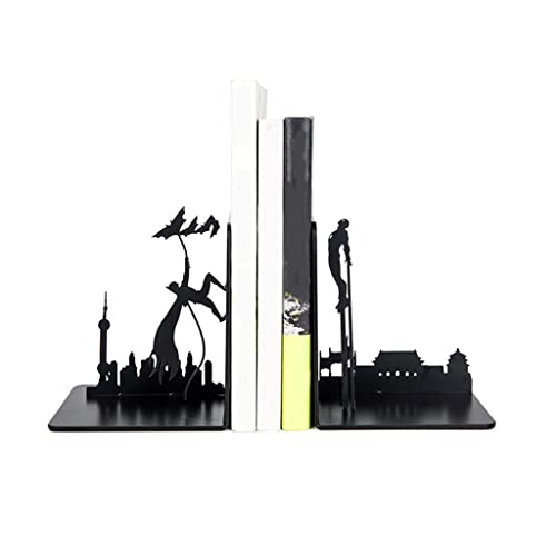 KIZQYN Bookends for Shelves Black Metal Bookends L-Shaped Simple Office Book Clip Bookshelf Desktop Heavy Duty Book Ends Stoppers Book Ends