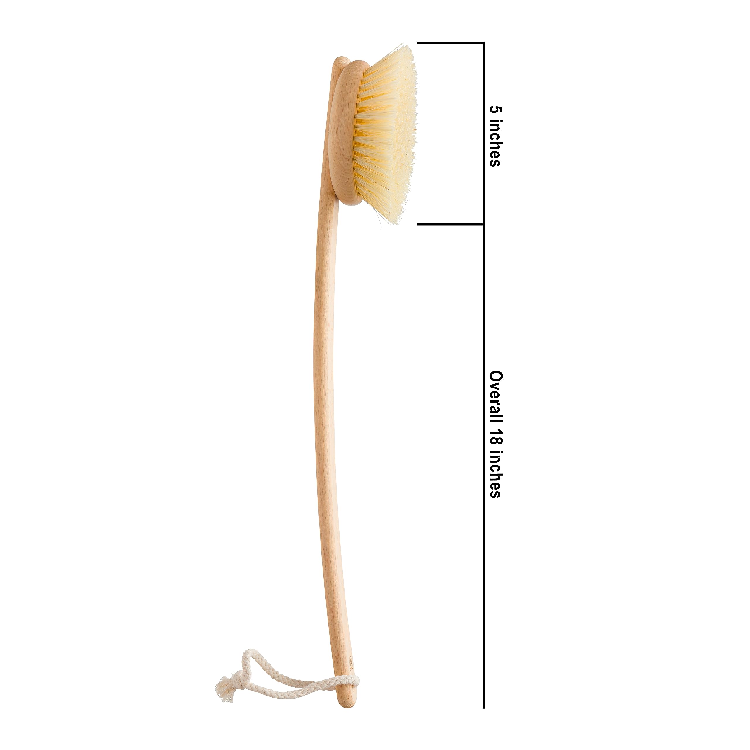Redecker 100% Made in Germany Round Tampico Fiber Bath Brush with Extra-Long Oiled Beechwood Handle, 18-1/2-Inches