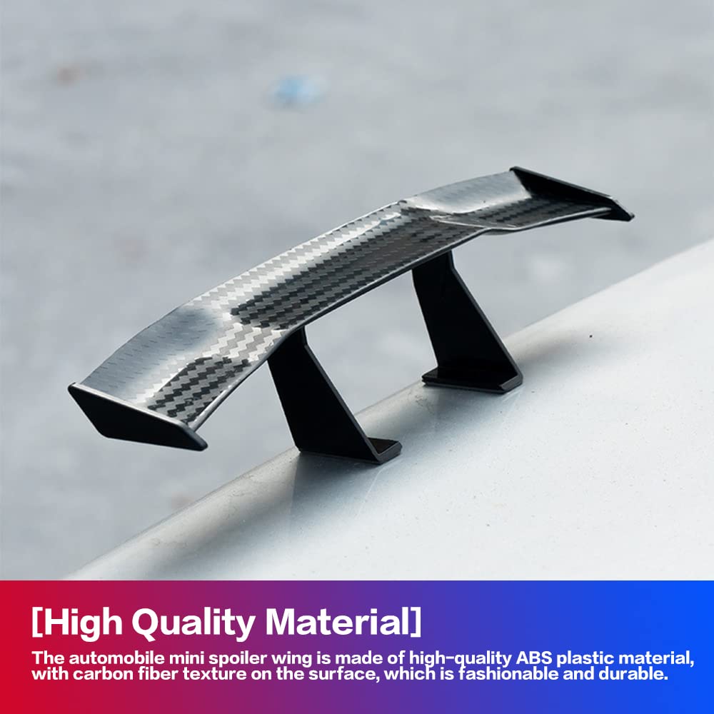 2 PCS Car Mini Spoiler Wing,6.7 Inch Car Tail Wing Mini Auto Carbon Fiber Texture Decoration Without Perforation,Universal Mini Tiny Trunk Spoiler Auto exteriores Rear Tail Wings for Most Cars