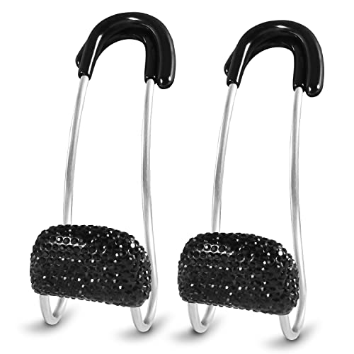 Guoord 【2024 Upgraded】 Car Headrest Hooks Decorations, 2 Pcs Bling Purse Hook Hangers, Auto Hooks Car Hangers and Durable Backseat Holder, Storage Universal for SUV Truck Vehicle (Black)