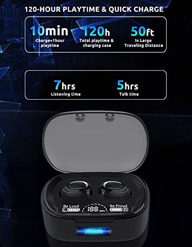 VOLT PLUS TECH Wireless V5.1 Bluetooth Earbuds for Samsung Galaxy S22/S21/Ultra/Plus/5G F9 TWS with Mic,8D Bass,Noise Reduction Technology,Waterproof with 2000mAh Charging Case