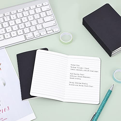 EOOUT 12 Pack Little Notebooks Pocket Size Notebooks, 3.5" x 5.5" Softcover Mini Notebooks, Small Black Notebook Memo Note pads for Men Women Kids Traveler Author, 30 Sheets, 60 Lined Pages