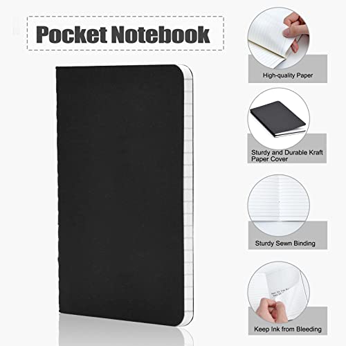 EOOUT 12 Pack Little Notebooks Pocket Size Notebooks, 3.5" x 5.5" Softcover Mini Notebooks, Small Black Notebook Memo Note pads for Men Women Kids Traveler Author, 30 Sheets, 60 Lined Pages
