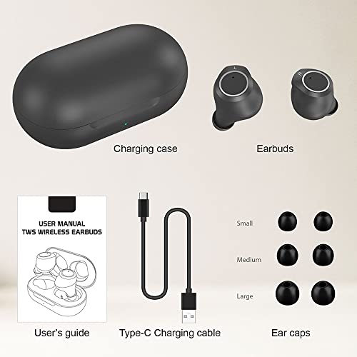 Works By ZAMZAM Wireless V5.2 Bluetooth Earbuds Compatible with Amazon Fire Stick with Charging Case for in Ear Headphones. (V5.2 Black)