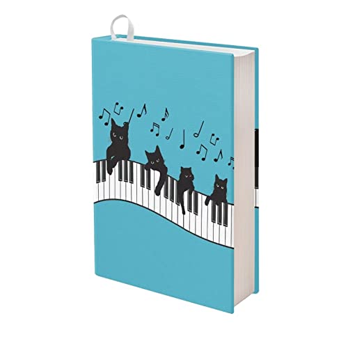 Flashideas Cat with Piano Washable Book Covers for Book Lovers Notebook Protector for Documents Protective Durable Reuseable Washable Book Dust Jacket Covers