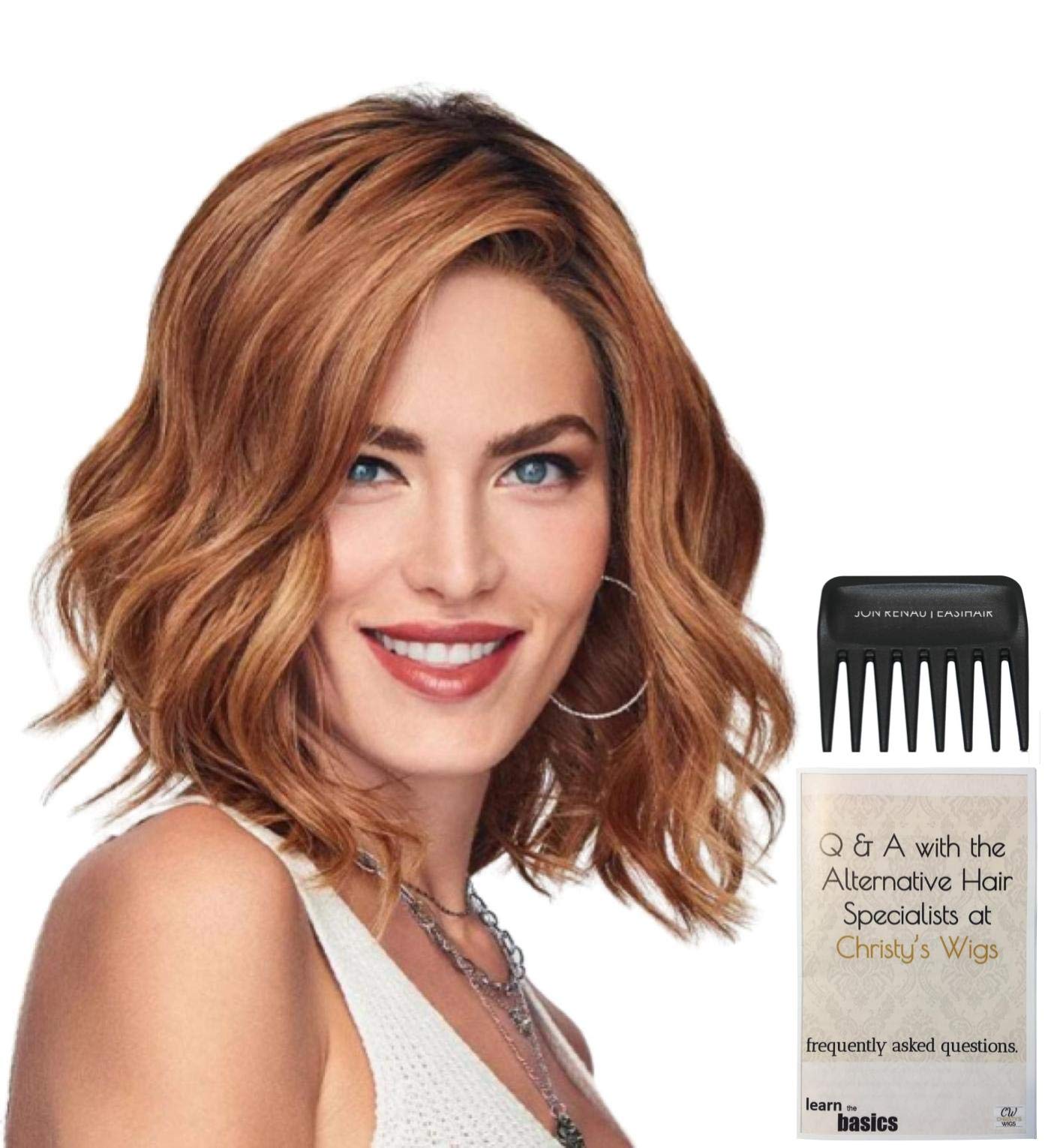 Bundle - 3 items: Simmer Elite Wig by Raquel Welch, Christy's Wigs Q & A Booklet & Wide Tooth Comb - Color: RL12/22SS
