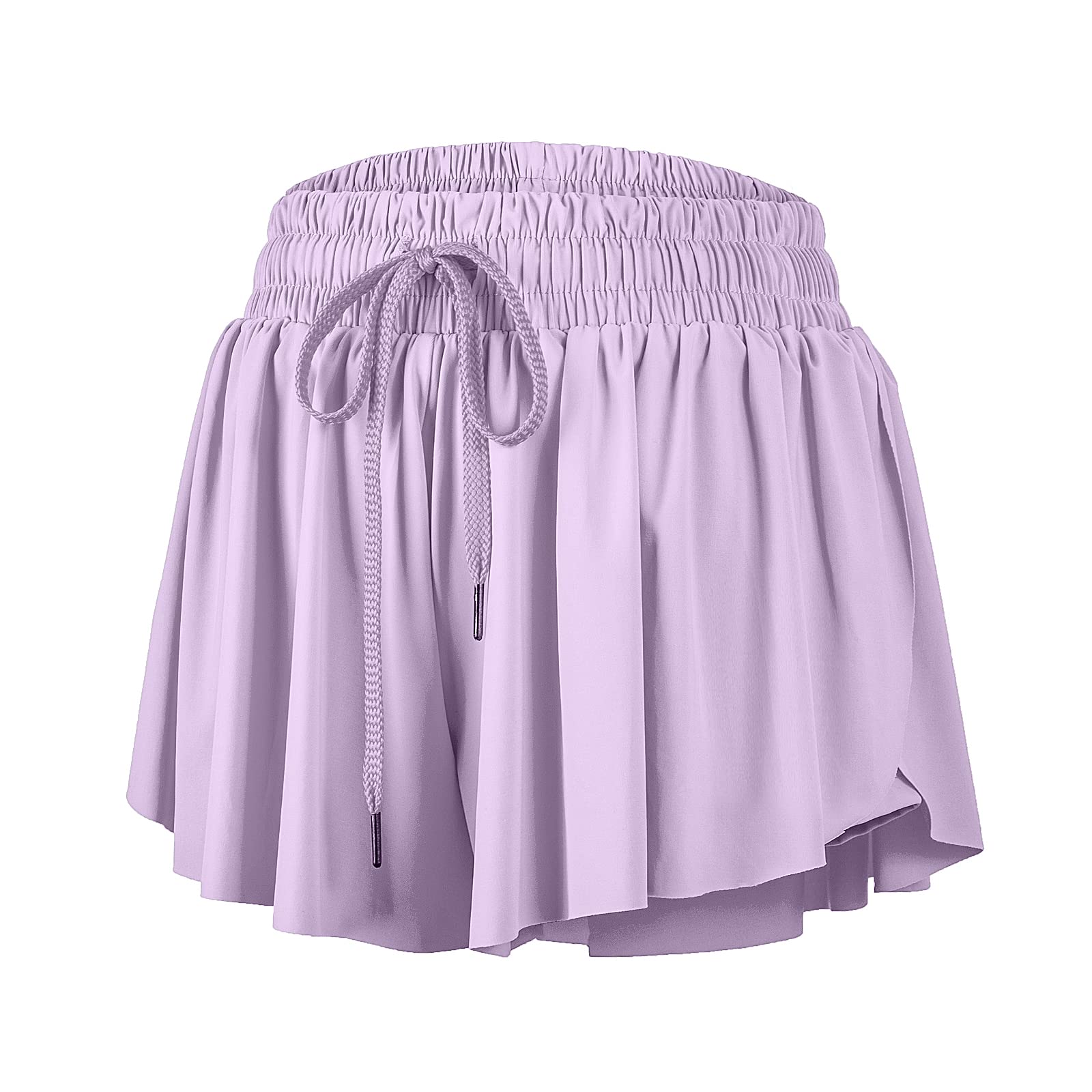 Flowy Athletic Shorts for Women Gym Yoga Work Out Running Sport Soccer Sweat Short Spandex Butterfly Tennis Skort Skirt with Pockets Underneath Girls Cute Trendy Clothes Casual Summer Lavender S