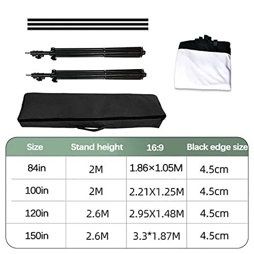 Portable Tripod Projector Screen, Foldable Indoor Outdoor Screen 16:9 4K HD Rear Front Movie Screen, for Home Theater Cinema Wedding Party Office Presentation,120in