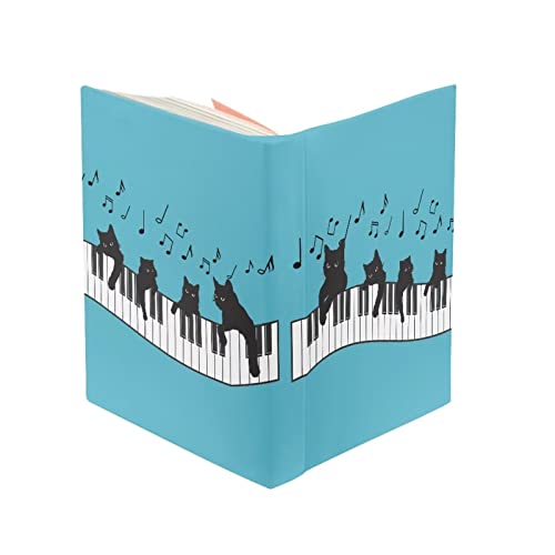 Flashideas Cat with Piano Washable Book Covers for Book Lovers Notebook Protector for Documents Protective Durable Reuseable Washable Book Dust Jacket Covers