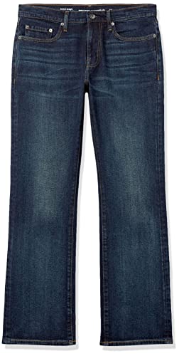 Amazon Essentials Jeans for Men Straight Fit, Bootcut, 34W x 30L, Dark Wash