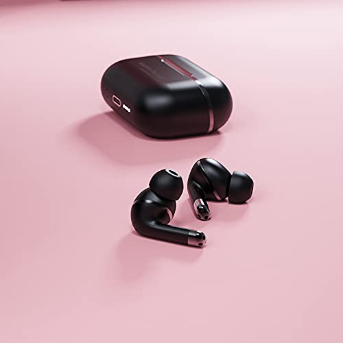 Happy Plugs Air 1 ANC β Premium Quality True Wireless Bluetooth Earbuds β Charging Case & Built-in Microphones β Excellent Active Noise Cancelling β 38 Hours Battery Life - Black