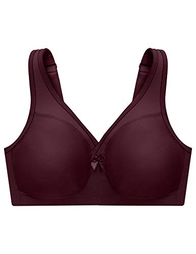 Glamorise Full Figure Plus Size MagicLift Active Support Bra Wirefree #1005 Wine
