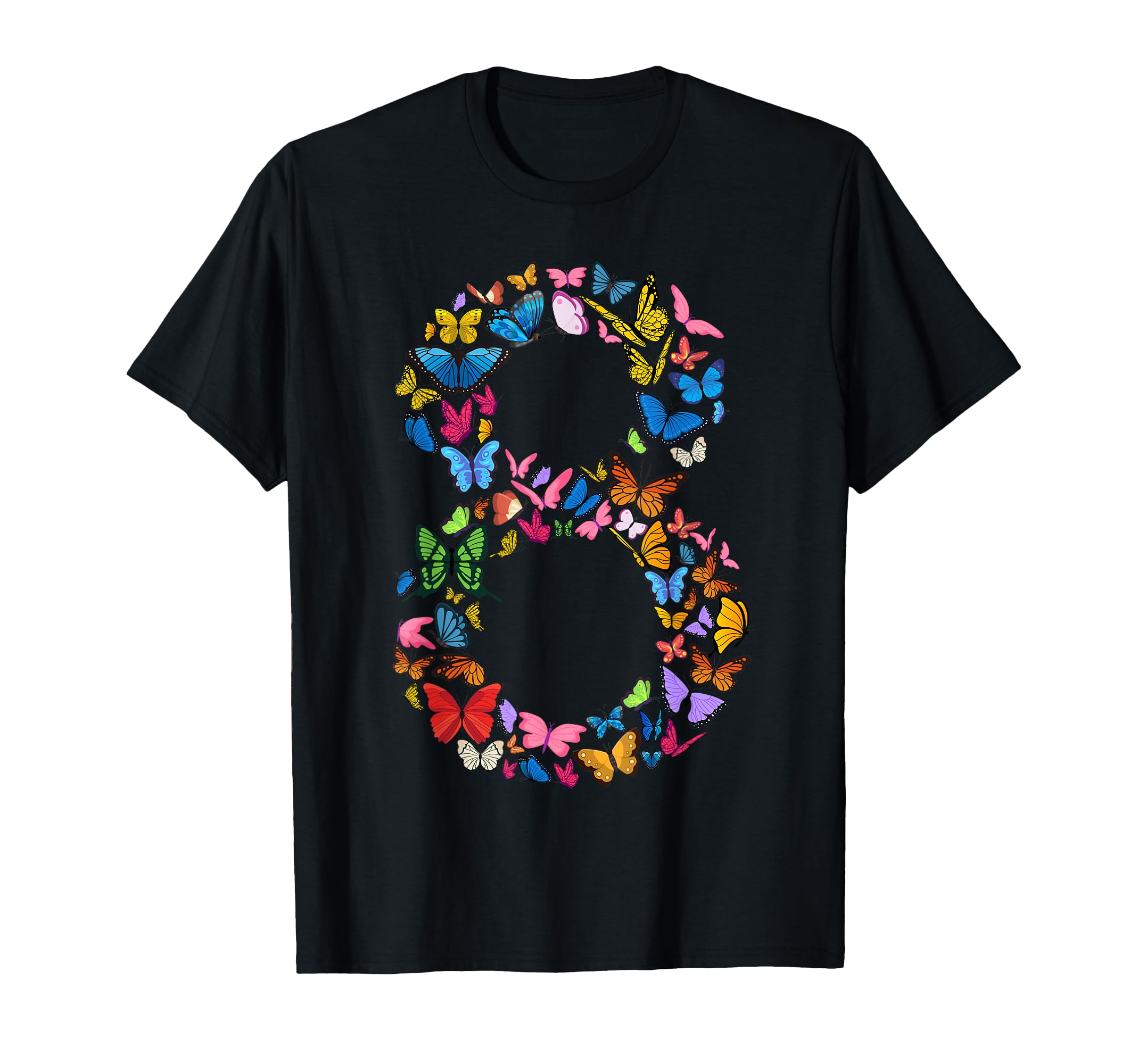 8th Birthday Butterflies 8 Years Old Girls Butterfly lover T-Shirt