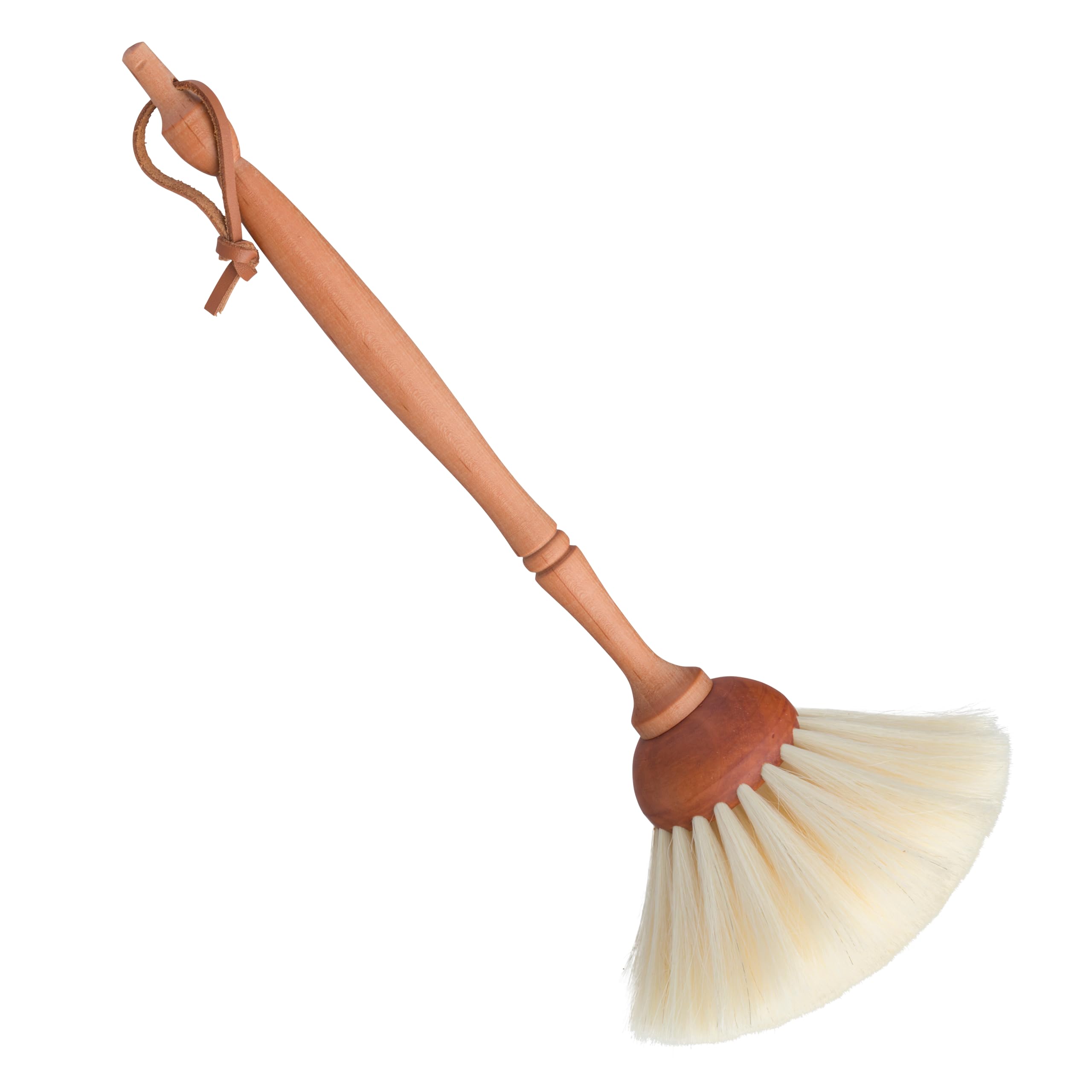 REDECKER Goat Hair Dust Brush with Oiled Pearwood Handle, 13-1/2 inches - Natural Bristle Dusters German Cleans Delicate Surfaces, Hanging Loop for Storage with Black Dot - Goat Hair Dusting Brush