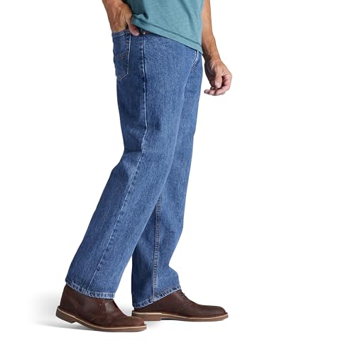 Lee Men's Relaxed Fit Straight Leg Jean, Medium Stone, 36W x 30L