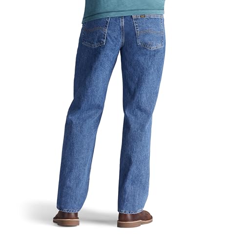 Lee Men's Relaxed Fit Straight Leg Jean, Medium Stone, 36W x 30L