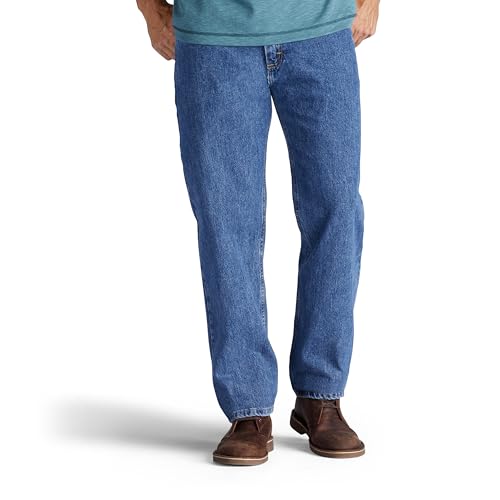 Lee Men's Relaxed Fit Straight Leg Jean, Medium Stone, 36W x 30L