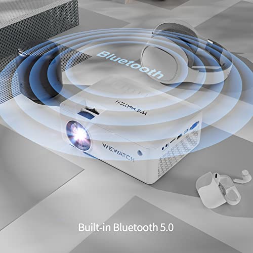 WiFi Bluetooth Projector with 120 inch Projector Screen, WEWATCH 8500L Portable Movie Projector for Home Outdoor, 1080P Video and 260" Display Supported, Use with TV Stick, HDMI, iOS, Android