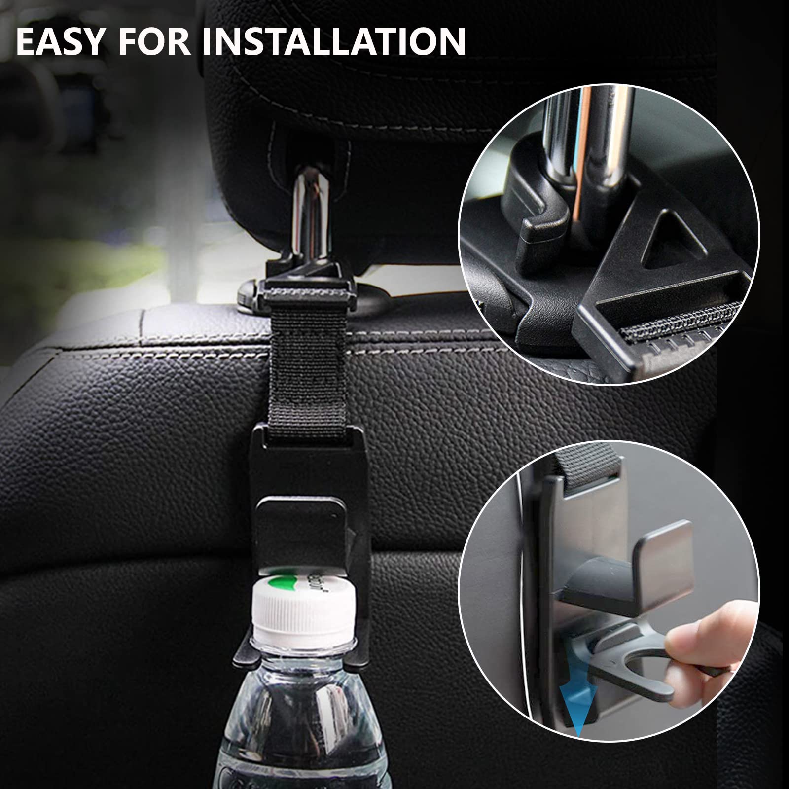 Ouzorp 2Pack Car Seat Headrest Hook, Universal Car Storage Headrest Hanger Holder Hooks Organizer, Durable Backseat Hanger Interior Accessories for Handbag