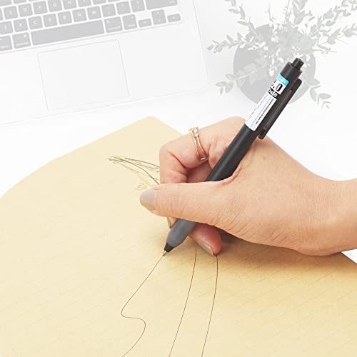 SMOOTHERPRO Premium Retractable Gel Pens 12 Pack 0.5mm Fine Black Refillable Ballpoint Pen Set with Comfortable Rubber Grip Super Smooth Long Lasting Writing (SL120)