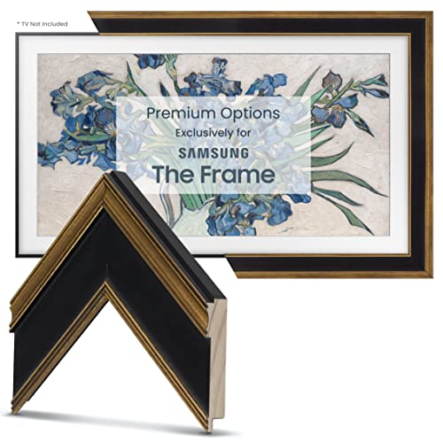 Deco TV Frames - Antique Gold & Black Smart Frame Compatible ONLY with Samsung The Frame TV (65", Fits 2021-2023 Frame TV)