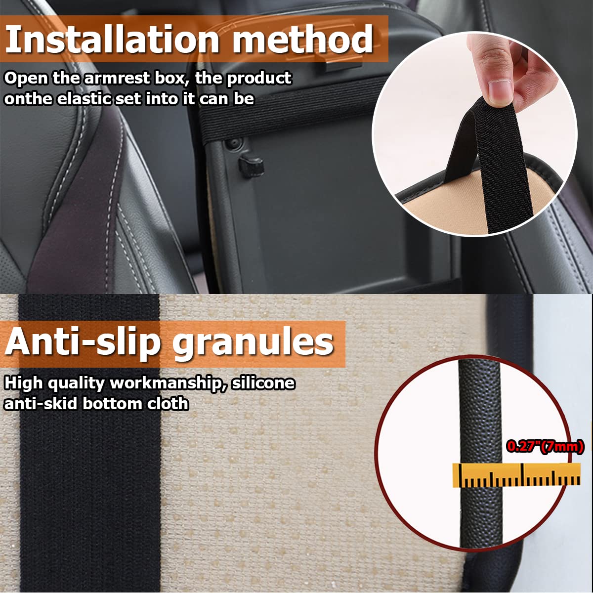 Auto Center Console Pad, PU Leather Car Armrest Seat Box Cover, Waterproof Non Slip Soft Armrest Box Cushion Protector, Car Accessories for Women Men, Universal for SUV, Truck, Van (Pink)
